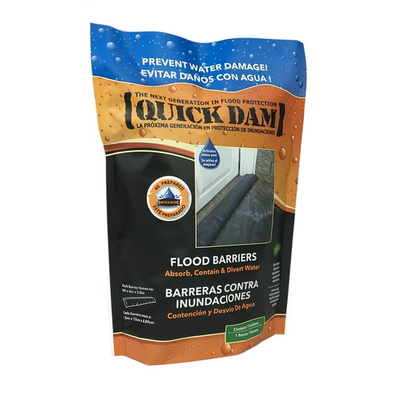 "Quick Dam Defense Water Activated Flood Barrier, 3.5"" x 5', Reusable ...