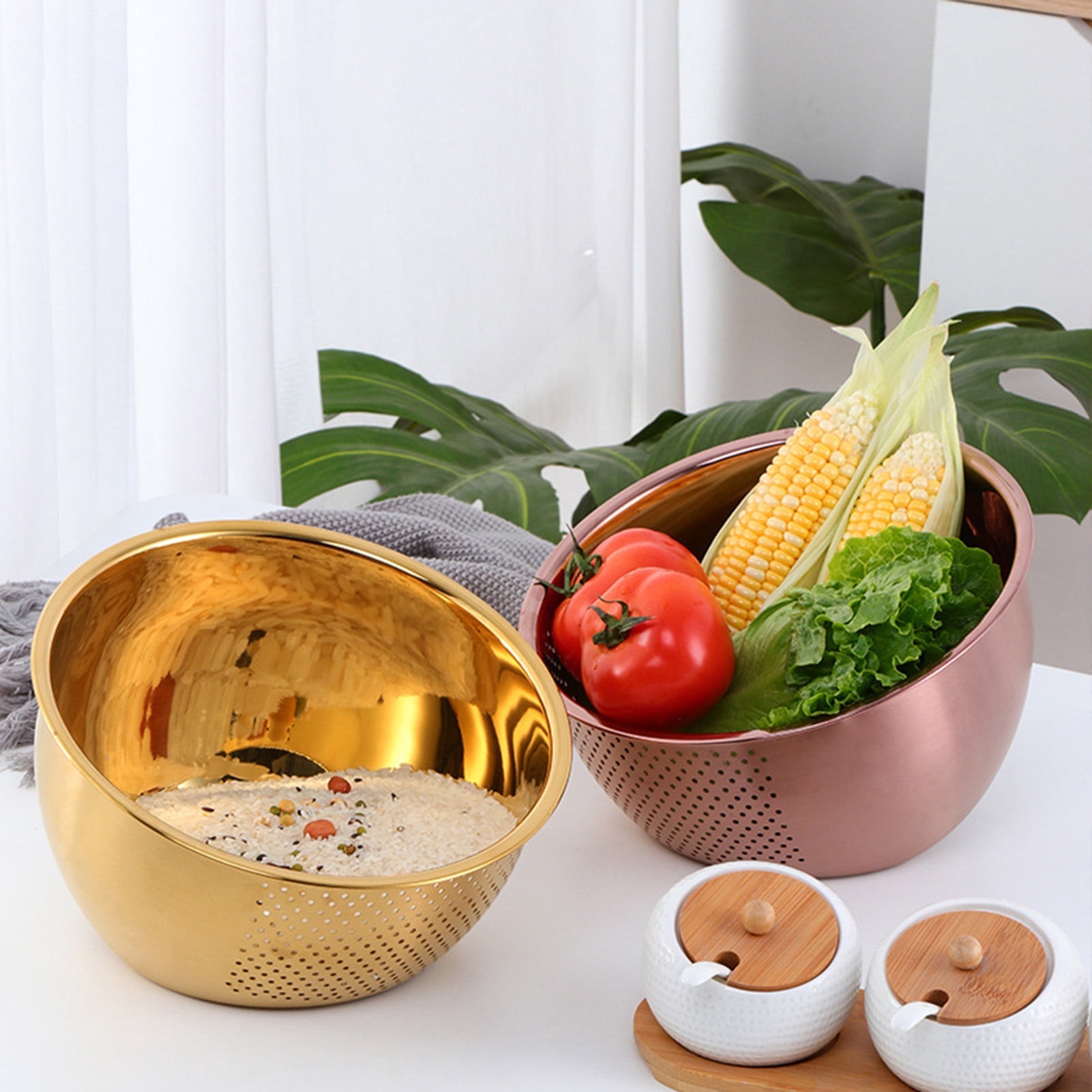 Quick Drainage Rice Strainer Bowl Convenient 304 Stainless Steel Space ...