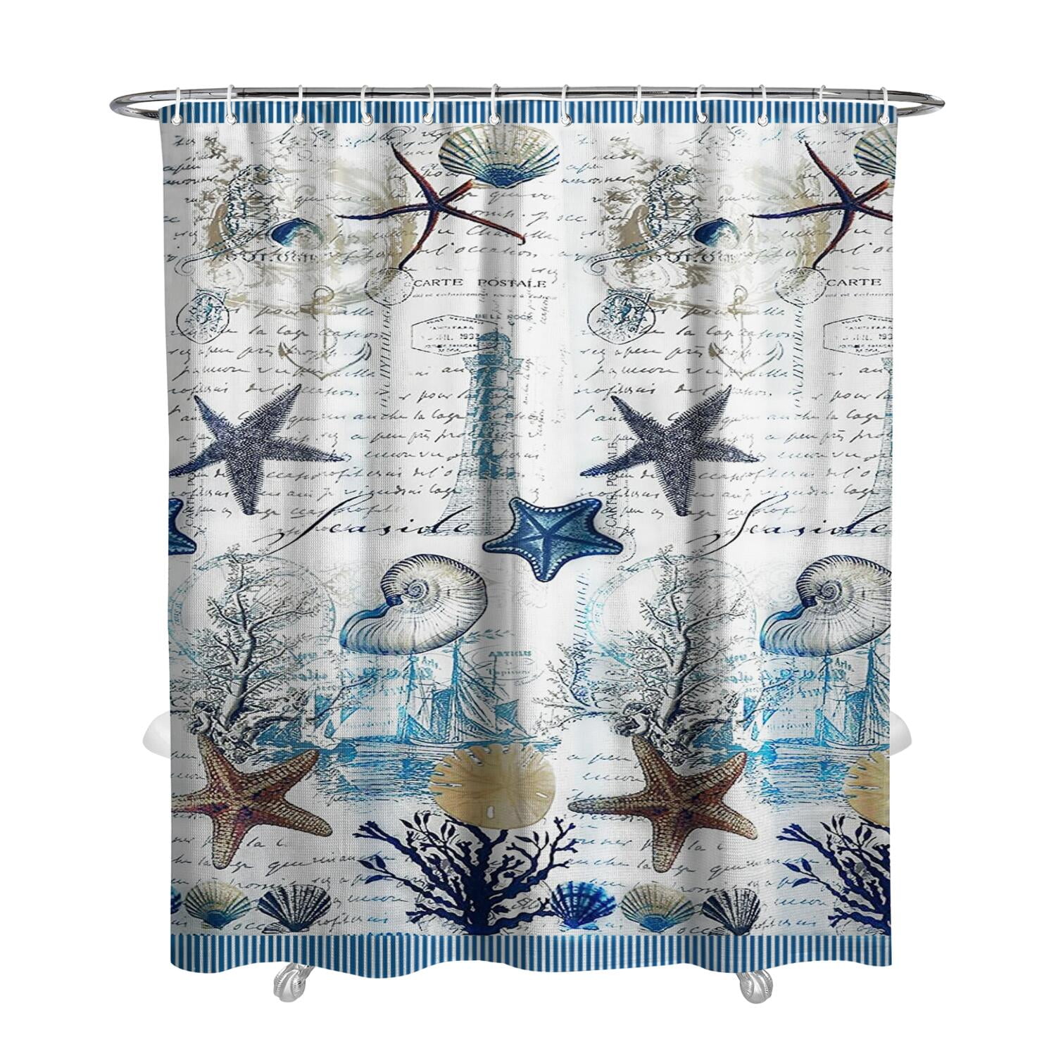 Quick-Dry 72x84in Shower Curtain for Bathroom, Featuring Nautical Fish ...