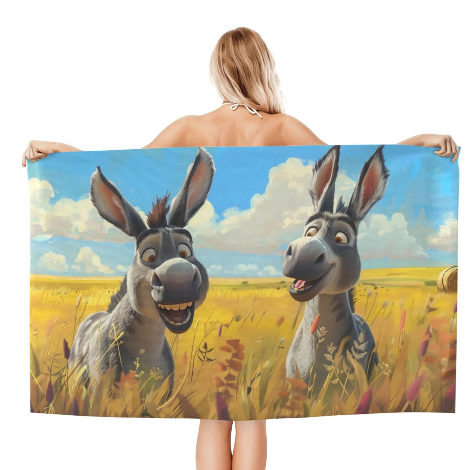 Quick Dry Beach Towel - Funny Countryside Donkey Soft Bath Towels for ...