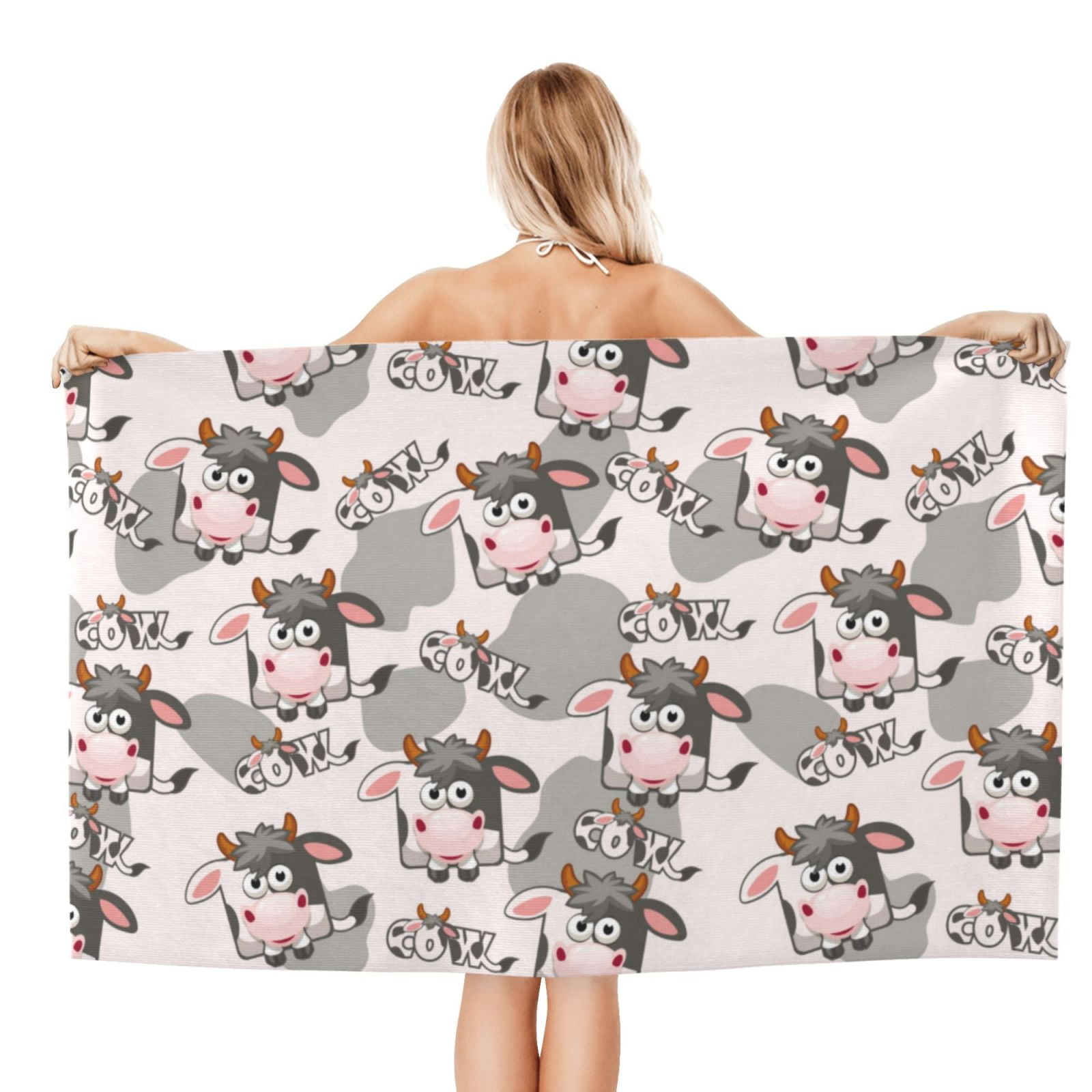 Quick Dry Beach Towel - Funny Cute Cartoon Milk Cow_A Soft Bath Towels ...