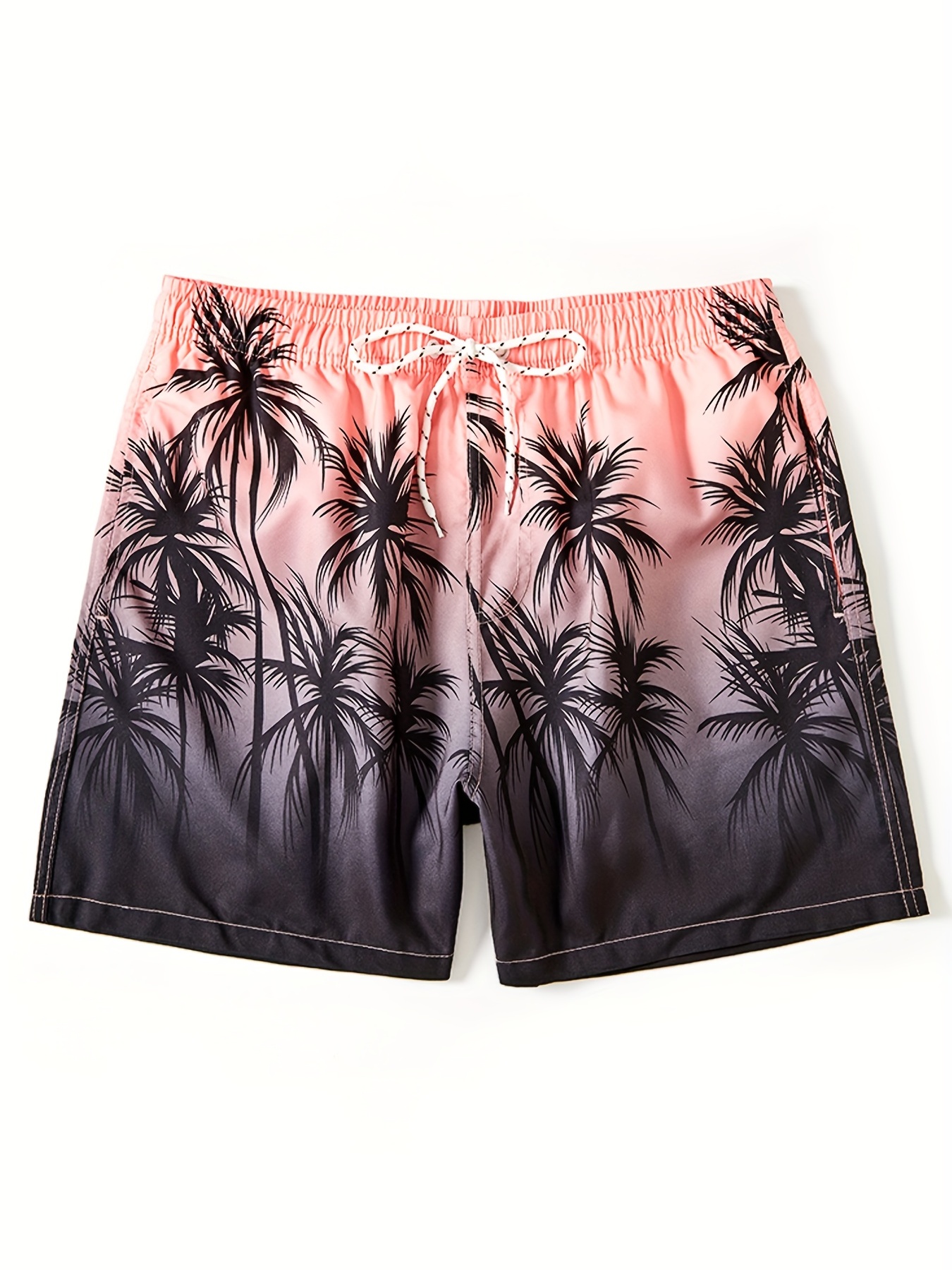Quick Dry Coconut Tree Print Men's Swim Trunks with Drawstring ...