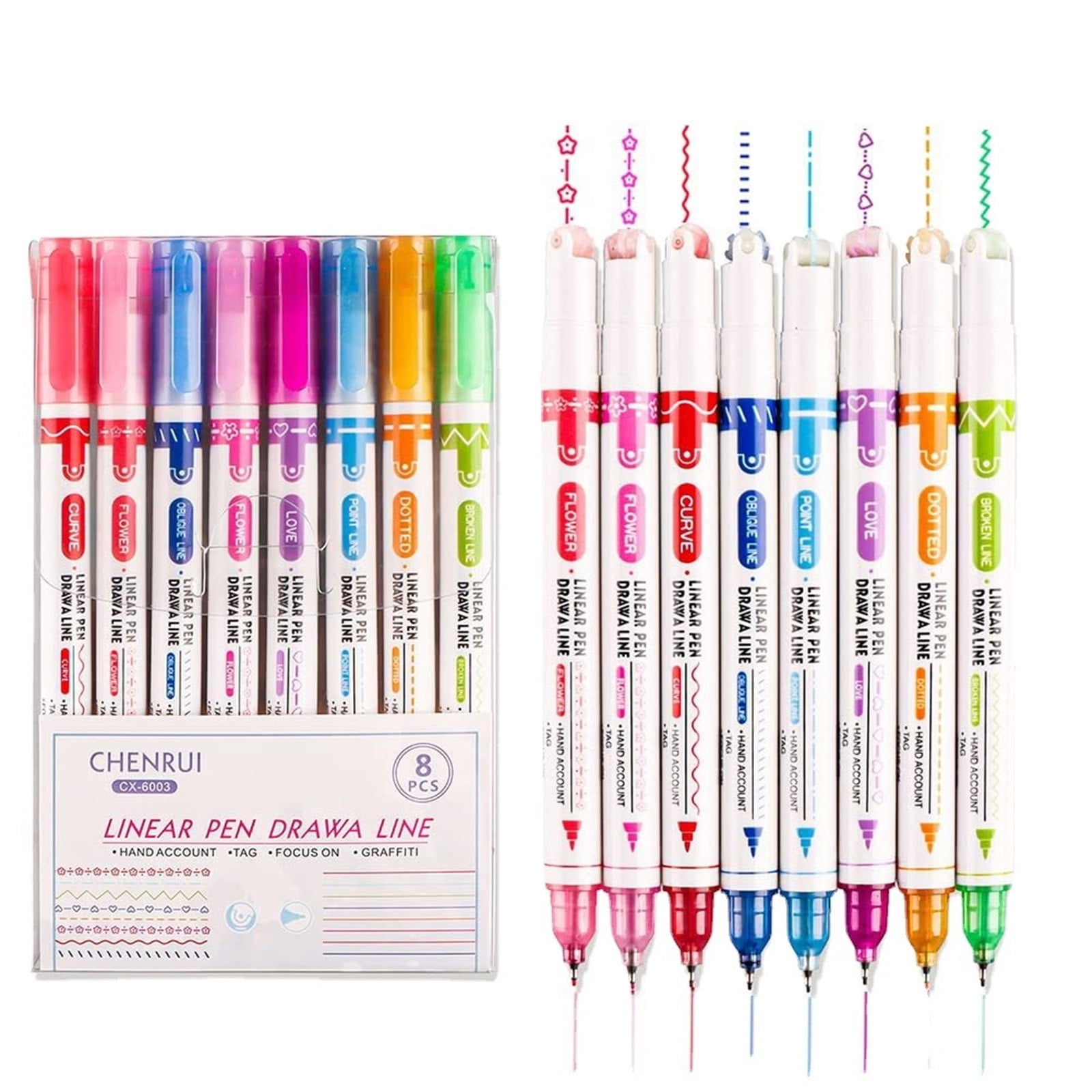 Quick Dry Curved Outline Pens Set - 8 Versatile Colors for Smooth ...