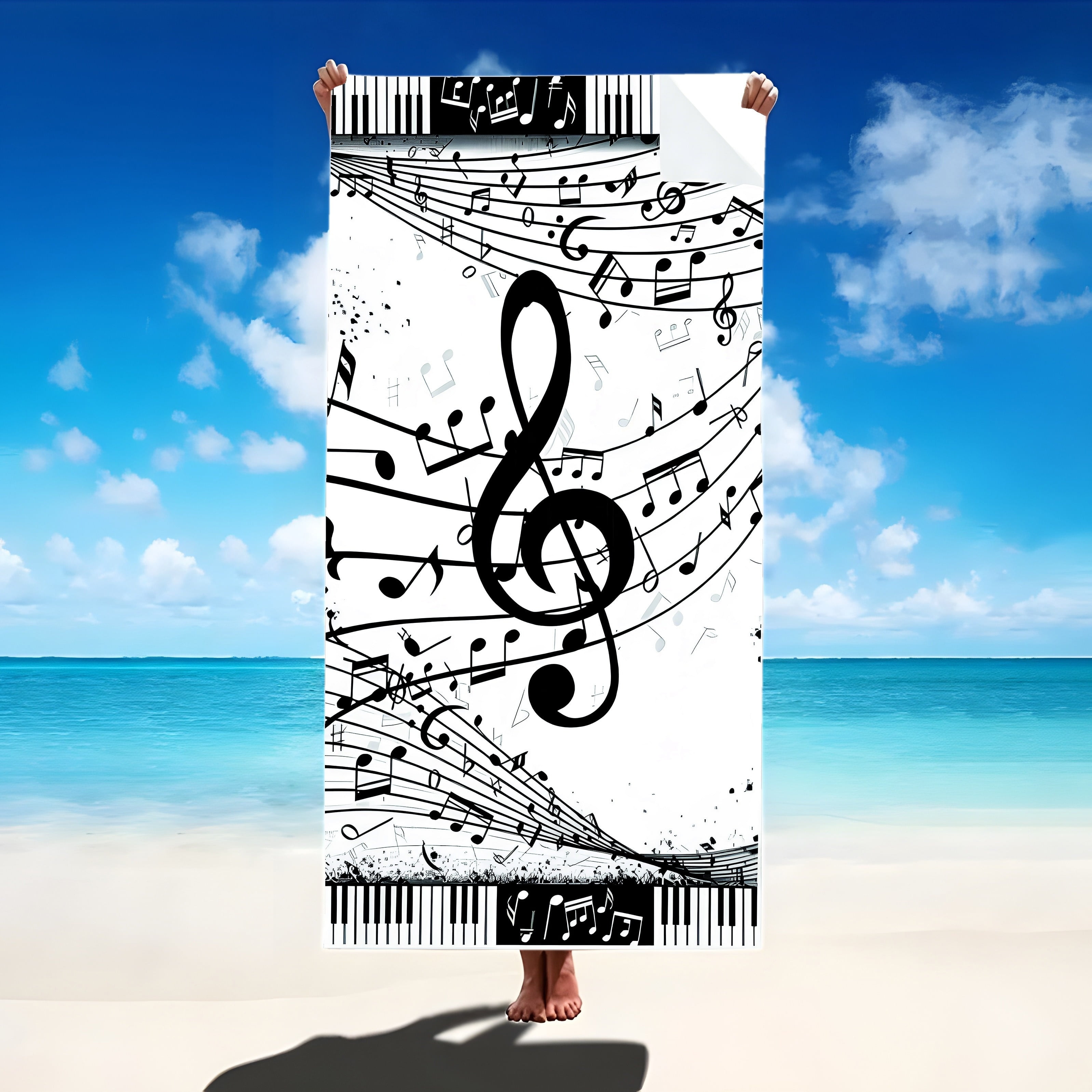 Quick-Dry Music Beach Towel Super Absorbent Bath Towels - Windproof ...