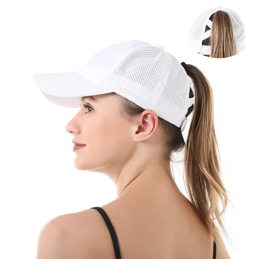 Quick Dry Ponytail Baseball Caps Women Criss Cross Messy Bun Snapback ...