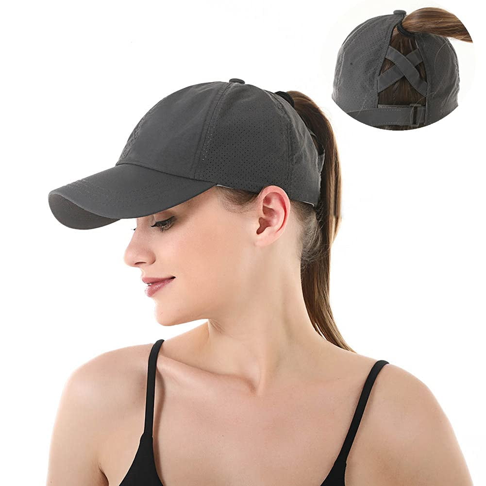 Quick Dry Ponytail Baseball Caps Women Criss Cross Messy Bun Snapback ...