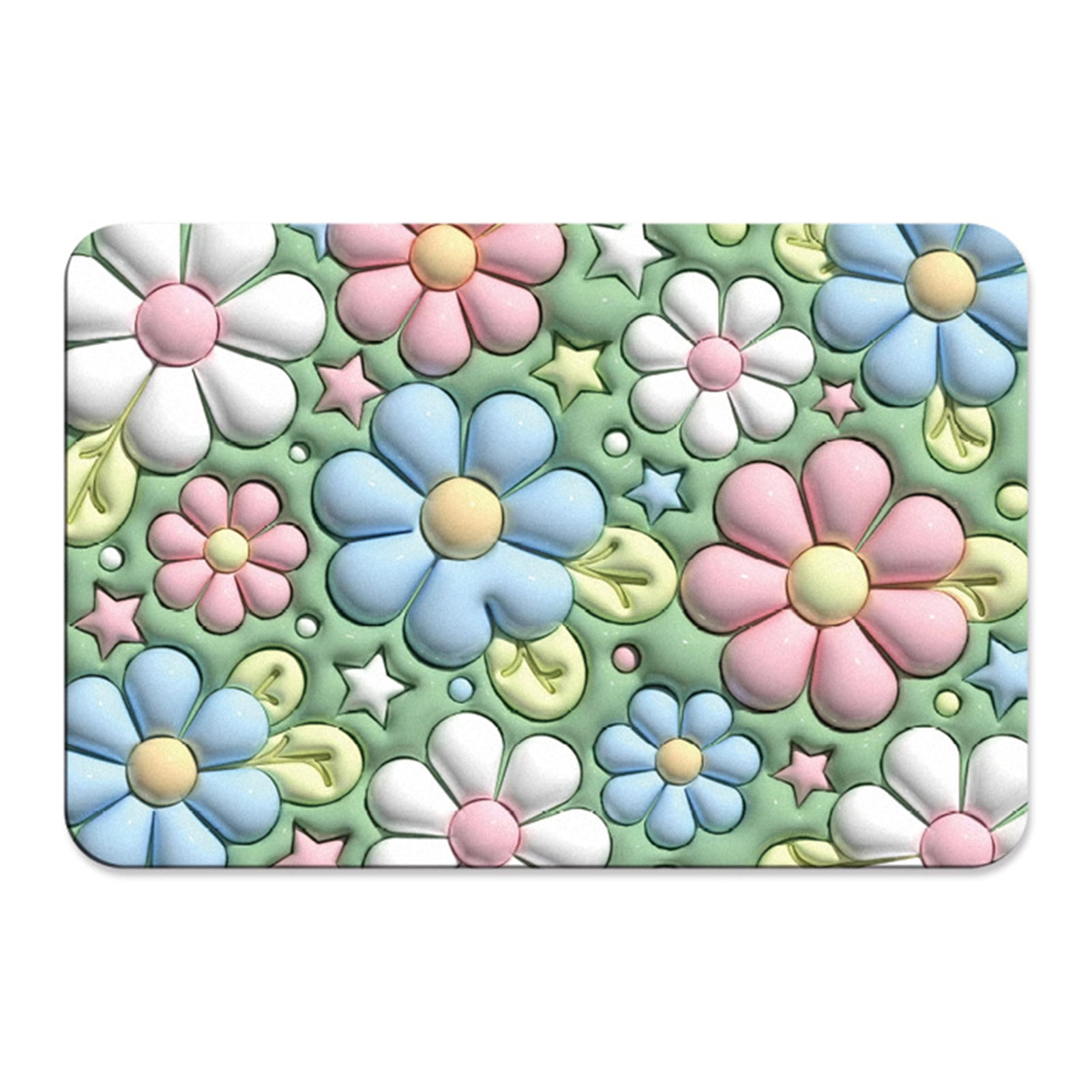Quick-Drying Diatom Mud Bathroom Floor Mat - 3D Visual Effect Flower ...