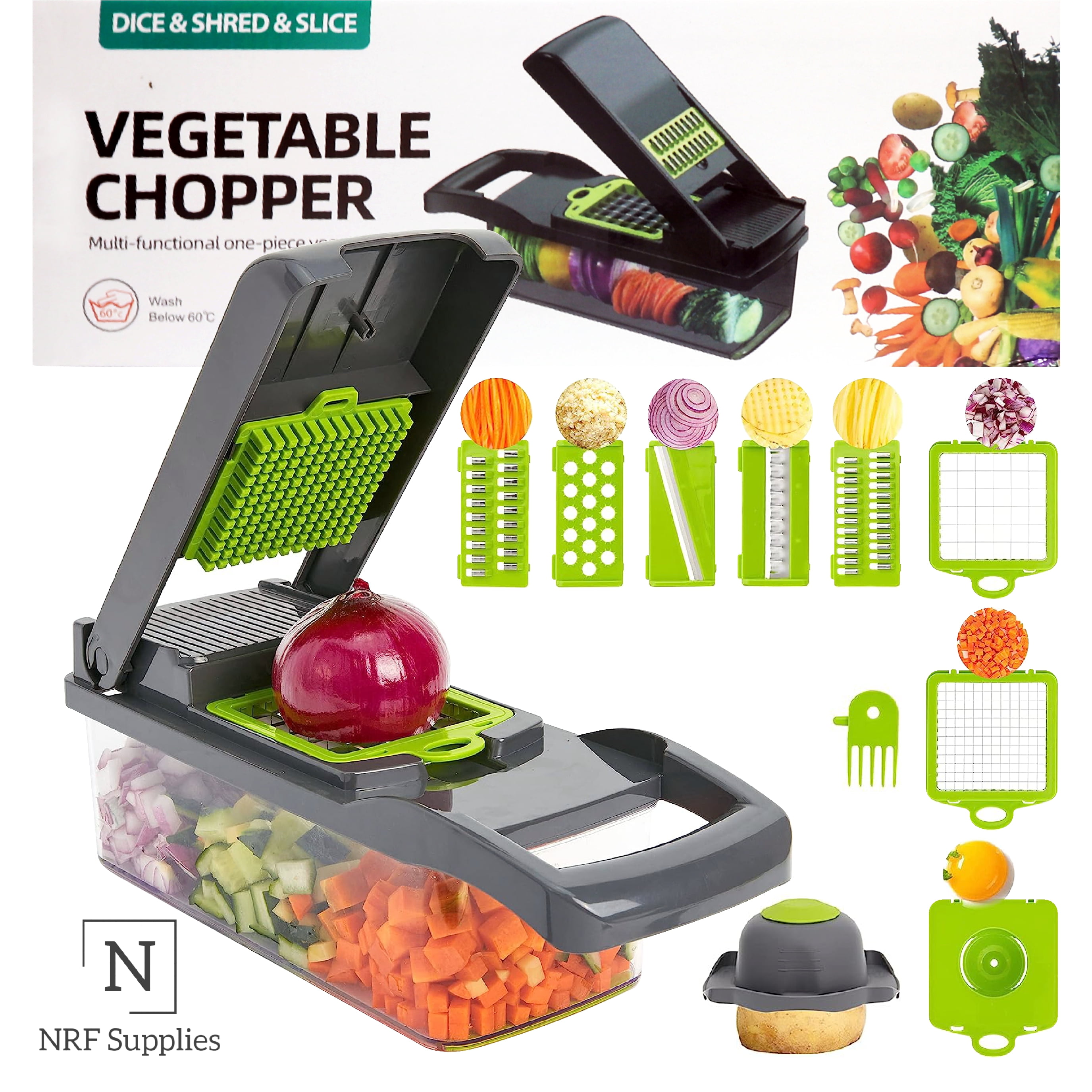 Quick and Easy Large Multifunctional Vegetable Chopper with Container ...