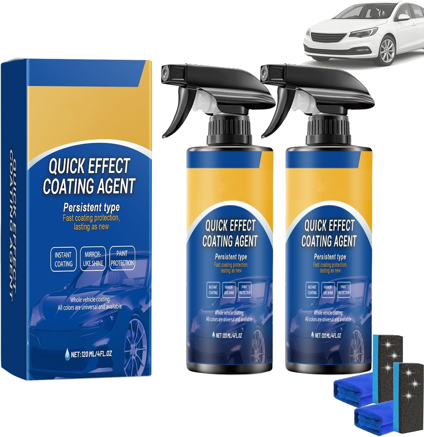 Quick Effect Coating Agent For Car (2 Pcs) – Multi-Functional 3 In 1 Coating Renewal Spray with ...