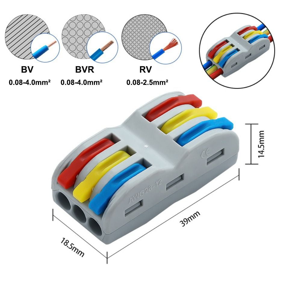 Quick Electrical Cable Splice Push-in Terminal Blocks Universal Compact ...