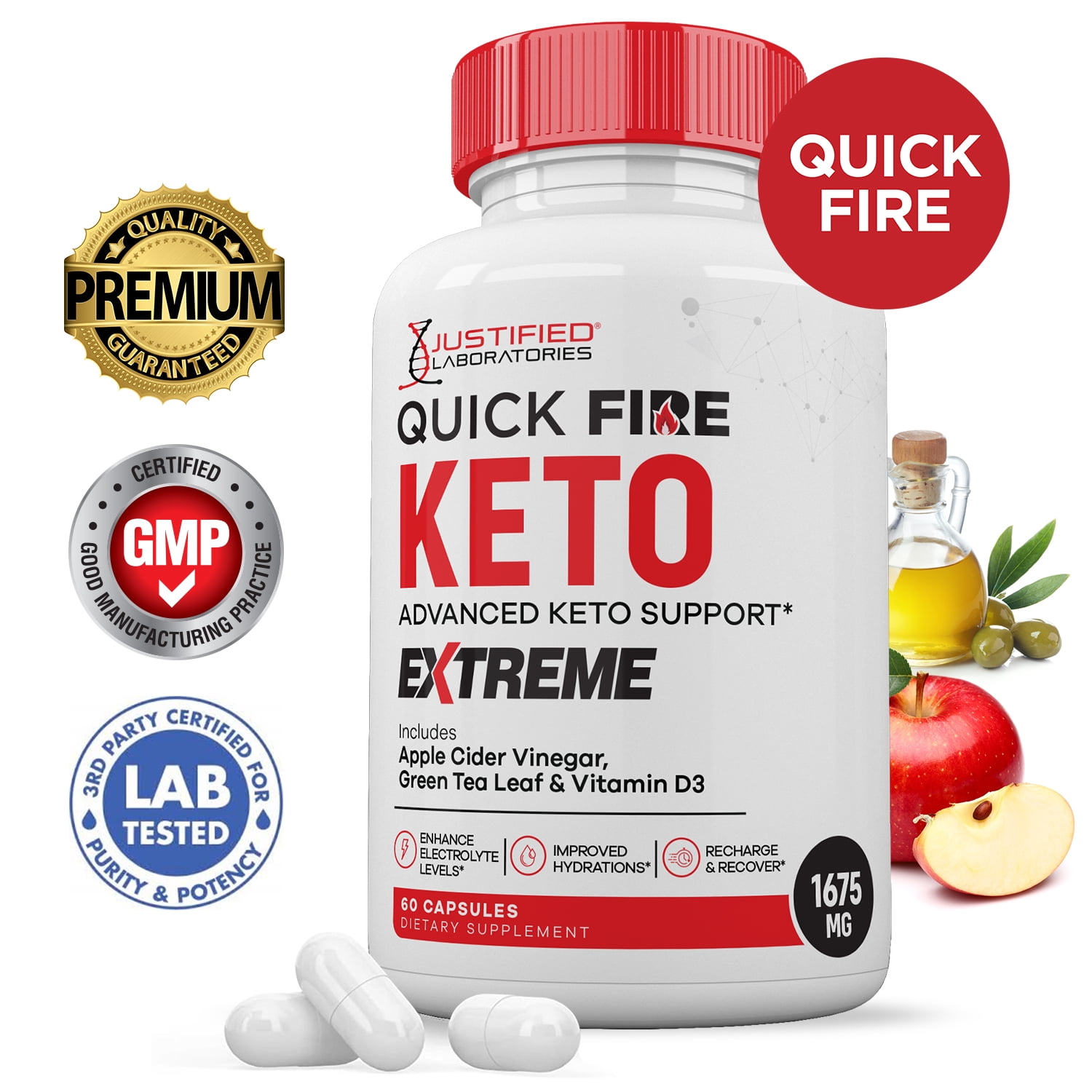 Quick Fire Keto ACV Extreme Pills 1675mg Alternative to Gummies Dietary ...