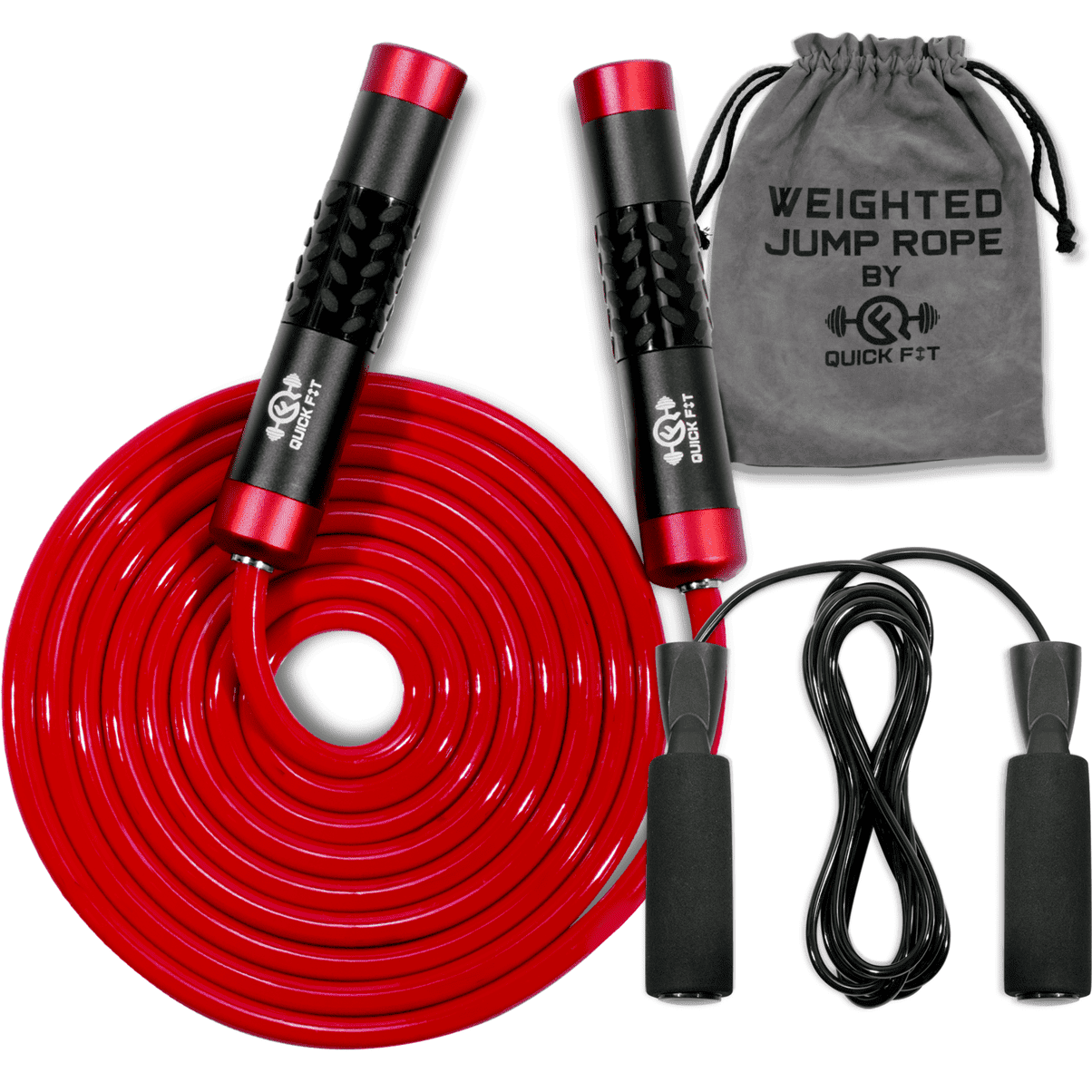 Quick Fit Weighted Jump Rope Set of 2 (1LB) w/ Non-Weighted Skipping ...