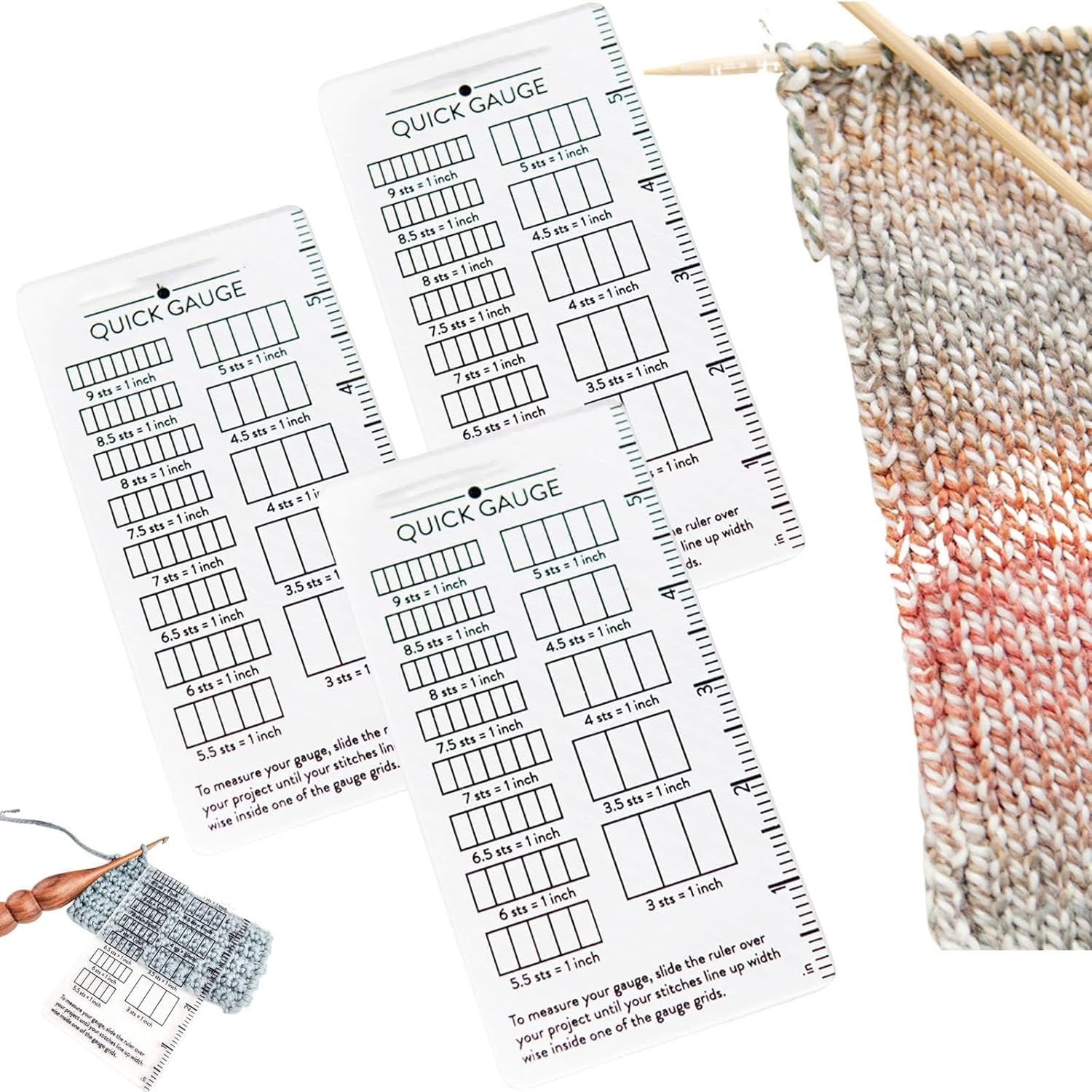 Quick Gauge Ruler, Gauge Ruler for Knitting and Crochet, Scarf Keychain ...