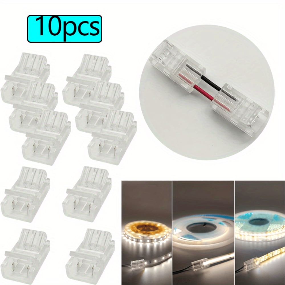 Quick Install 2-Pin LED Strip Connectors, Solderless 8mm COB Light ...