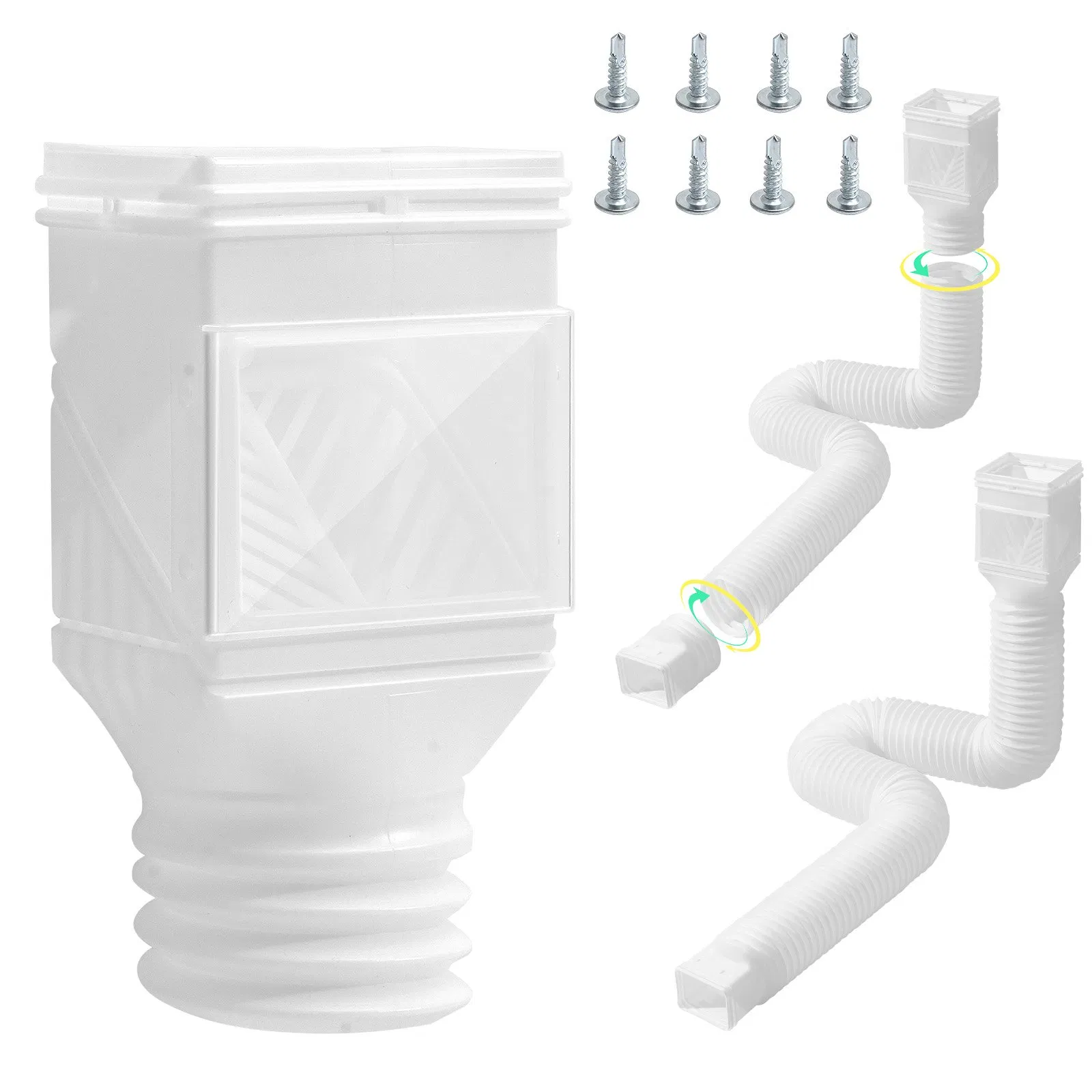 Quick-Install Downspout Extensions 2-Pack, White Flexible Gutter ...