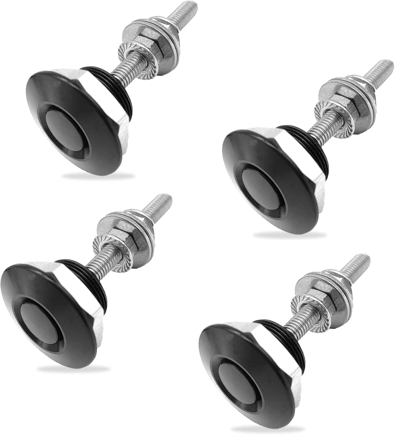 Quick Latch Aluminum Hood Pins - 4 Pack, Universal Push Button Bumper ...