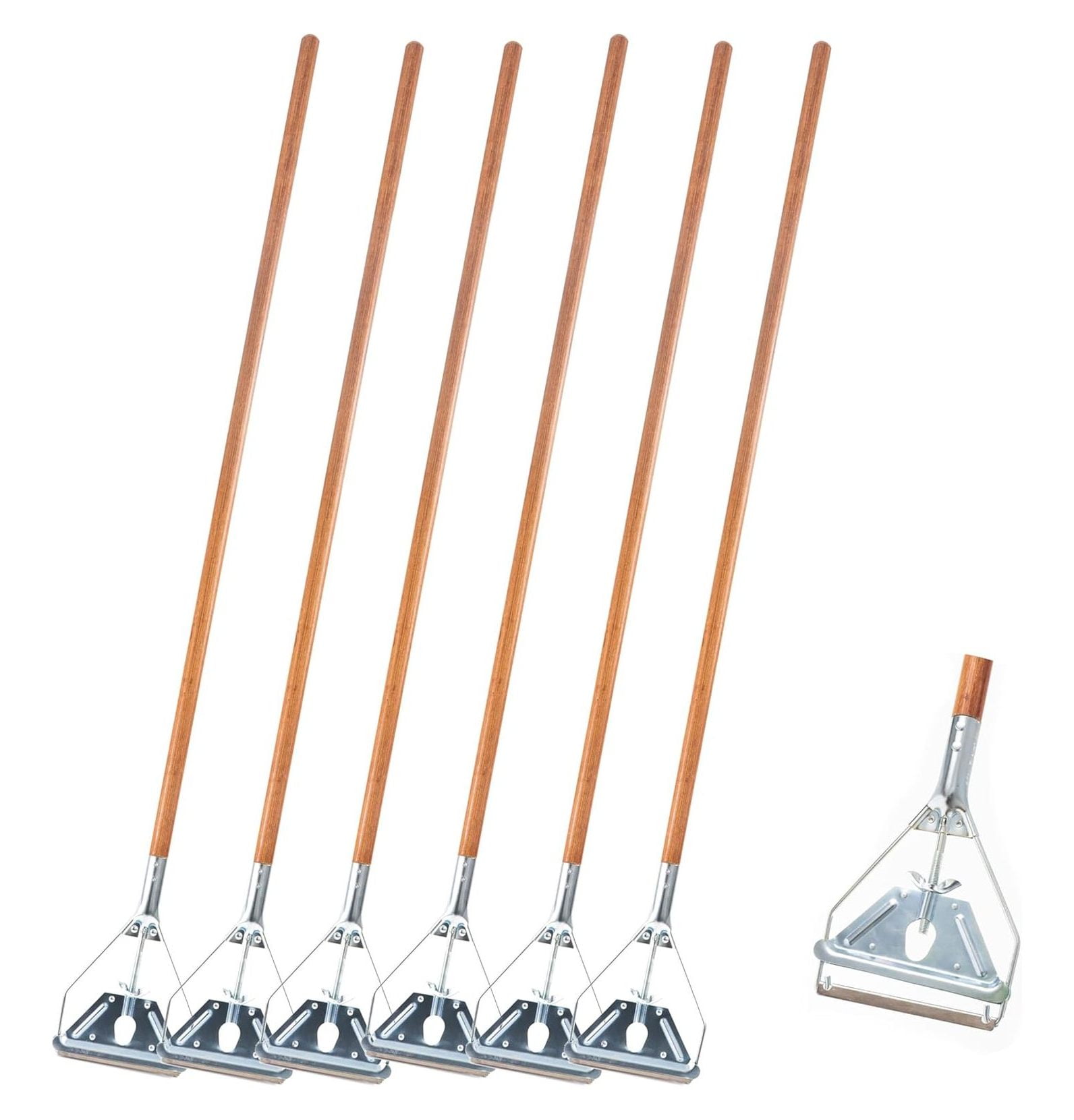 Quick Metal Frame Mop Handle and Up Heads, 60" Wood Handle Industrial ...