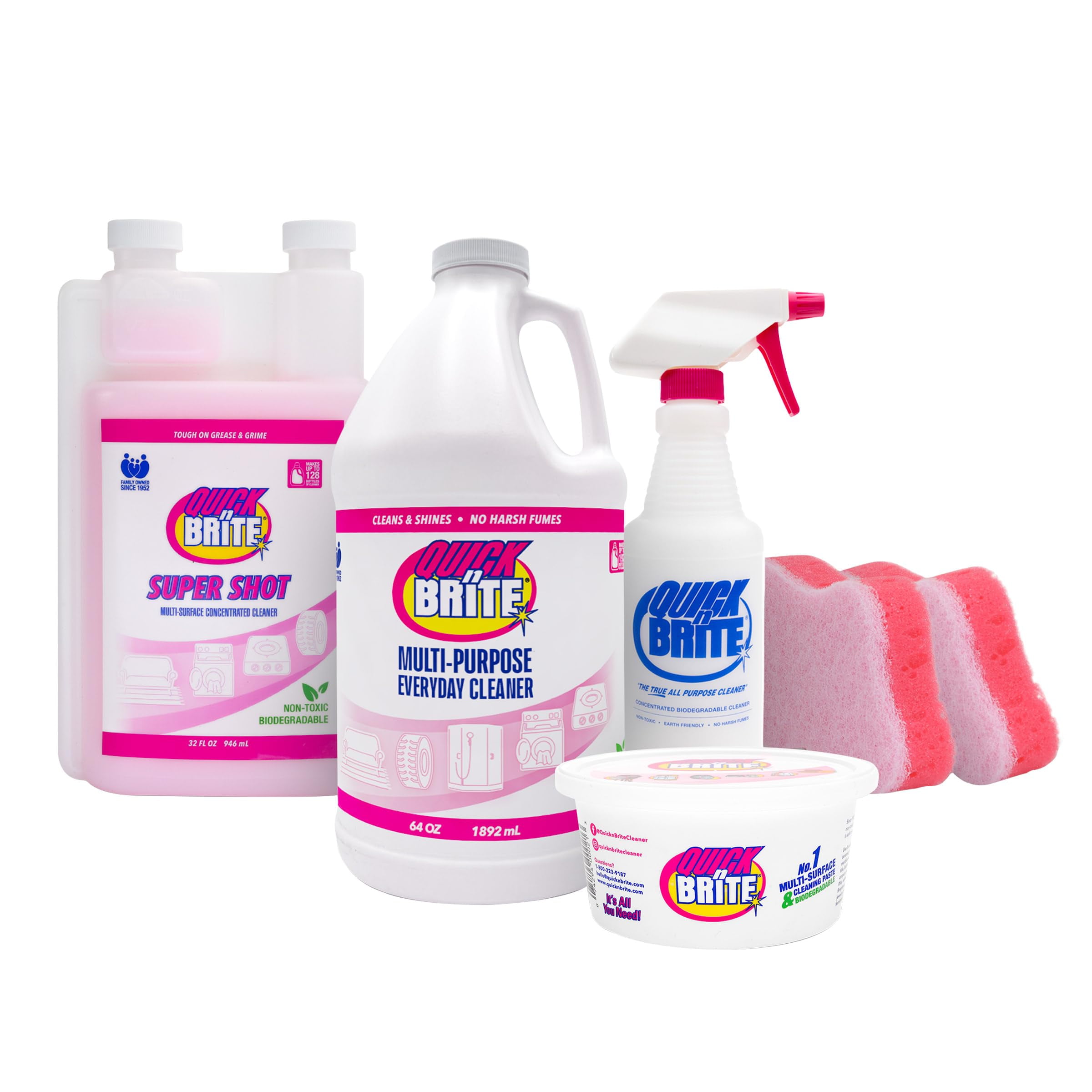 Quick N Brite All Purpose Cleaner, 6 Piece Combo Kit, with Concentrated ...