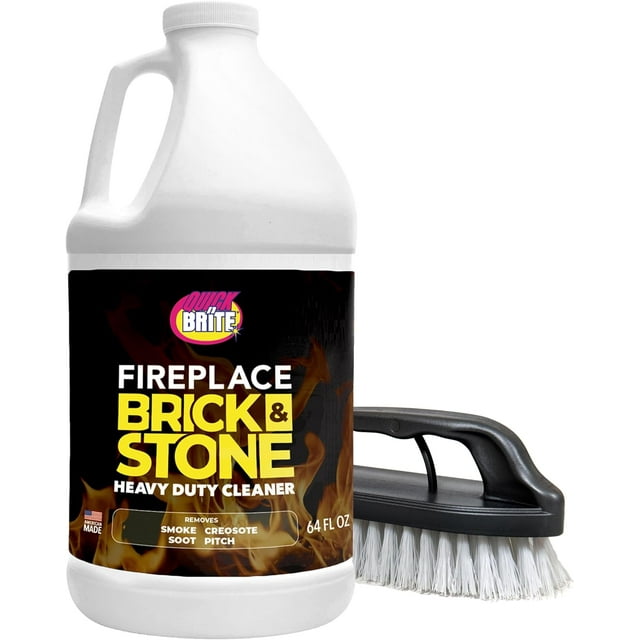 Quick N Brite 64oz Fireplace Cleaning Kit with Scrub Brush for Brick ...
