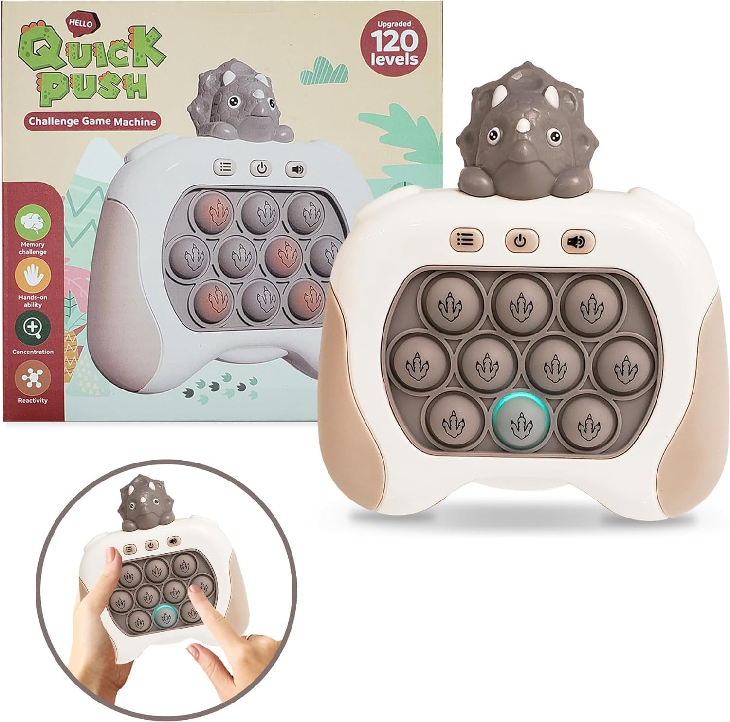 Quick Push Game Dinosaur Fidget Toy, Fidget Handheld Puzzle Game for ...