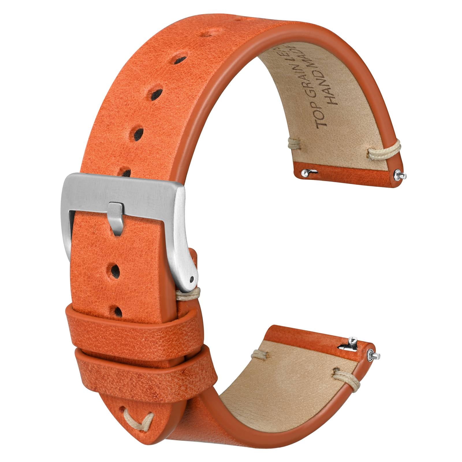 Quick Release Leather Watch Bands for Men Women,20mm Military Style Top ...