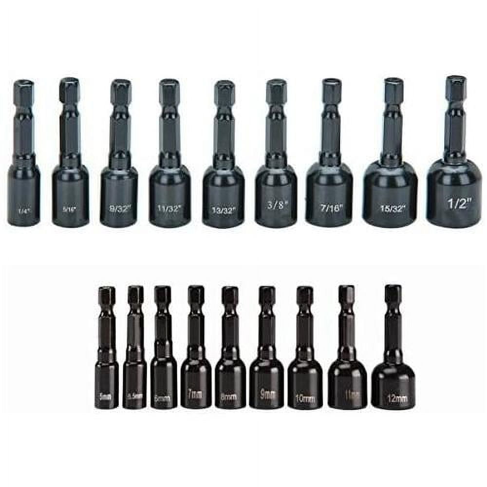Quick Release Magnetic Nutsetter Set, 9 Piece SAE And 9 Piece Metric ...