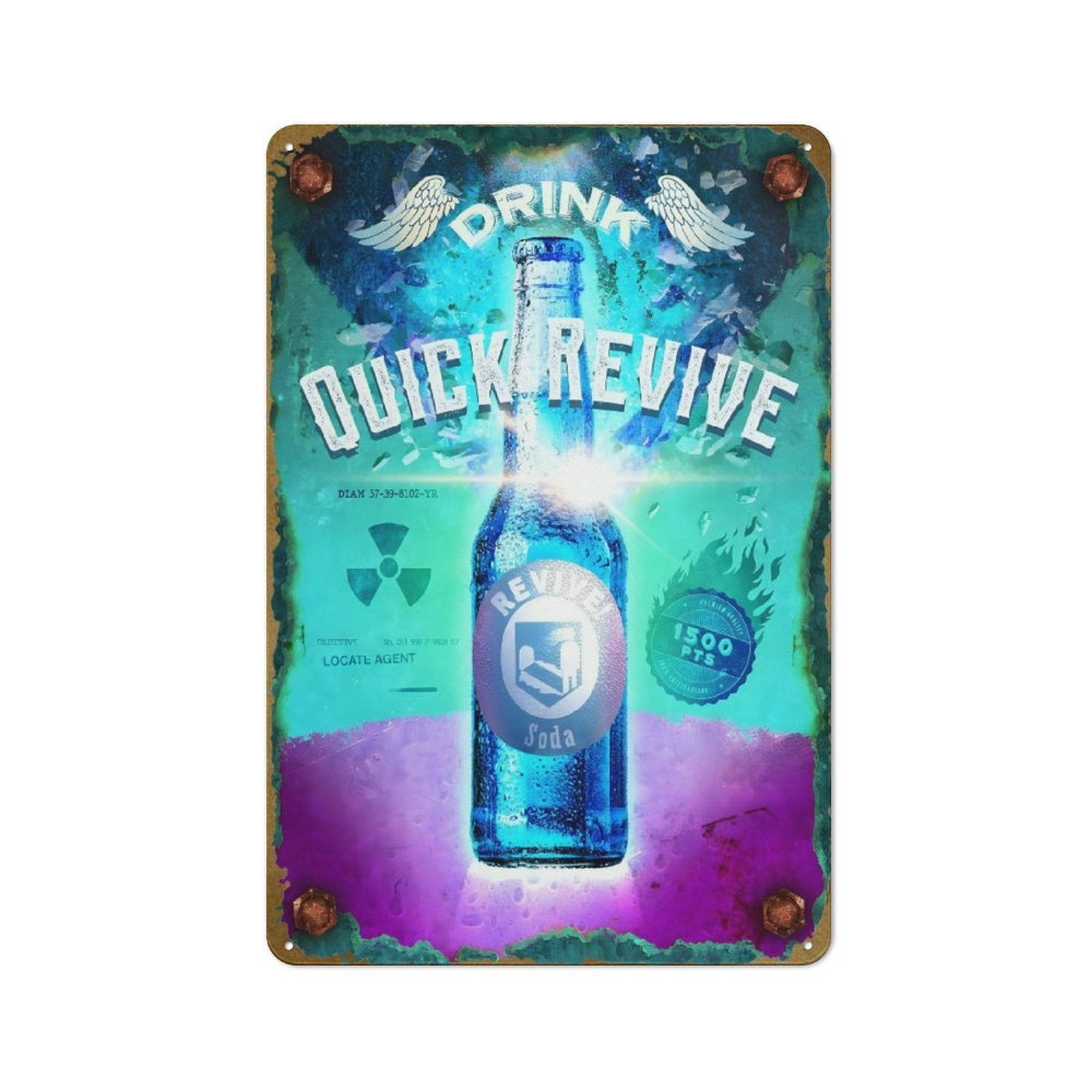 Quick Revive Metal Tin Logo Fun Cat, Retro Vintage Poster Love Cooking ...