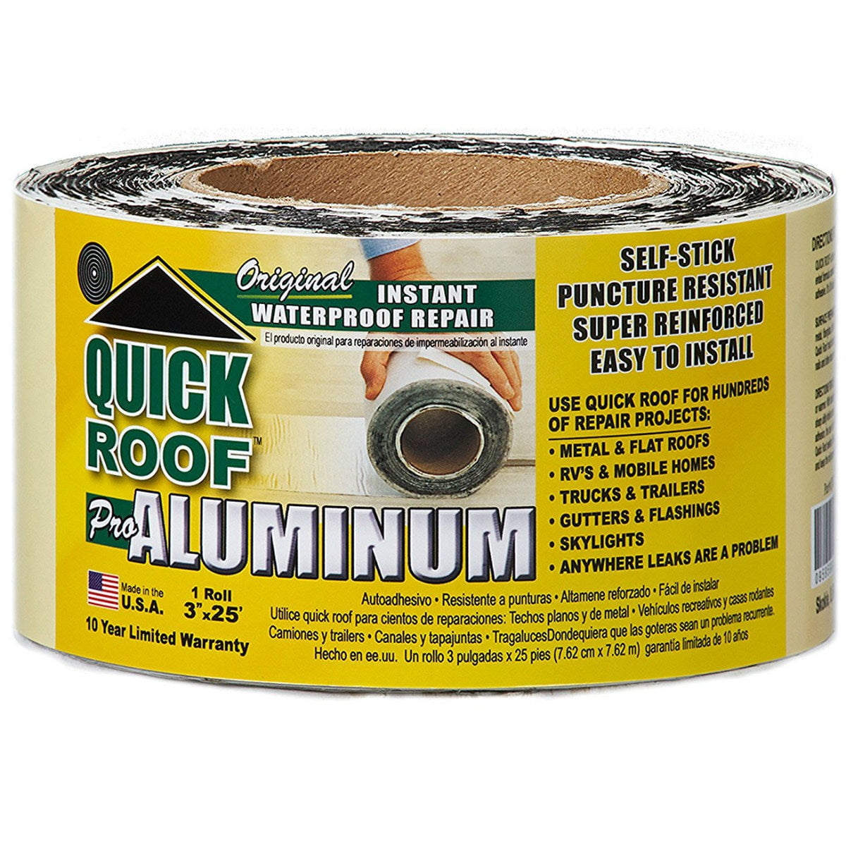 Quick Roof QR325 Pro Aluminum Instant Waterproof Repair, 3" x 25, Each ...
