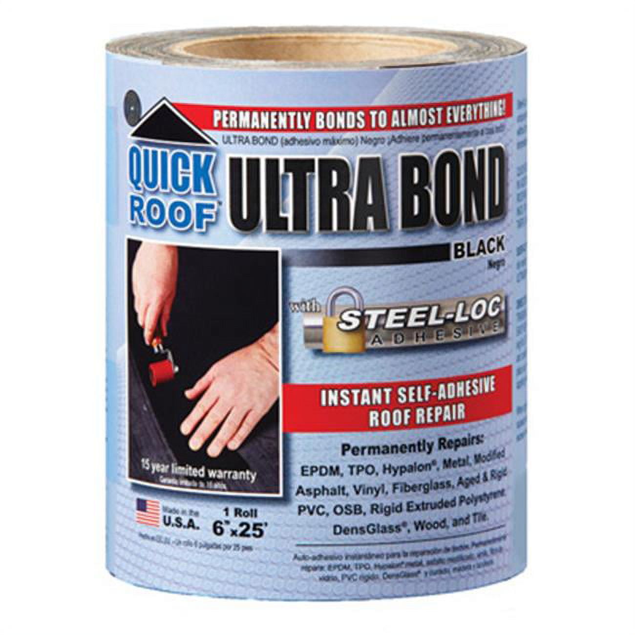 Quick Roof Ultra Bond 6 in. W X 25 ft. L Tape Self-Adhesive Roof Repair ...