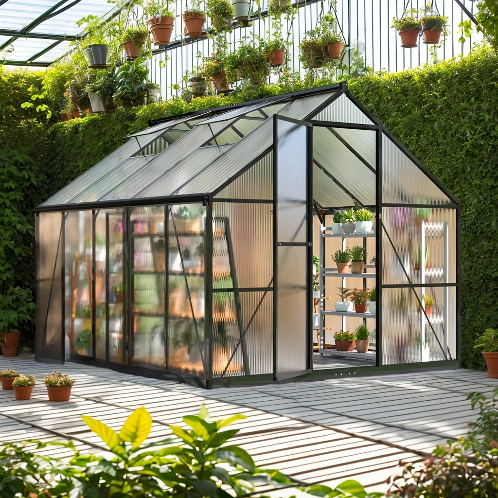 Quick Setup Greenhouse with UV-Protected Polycarbonate Panels, Large ...