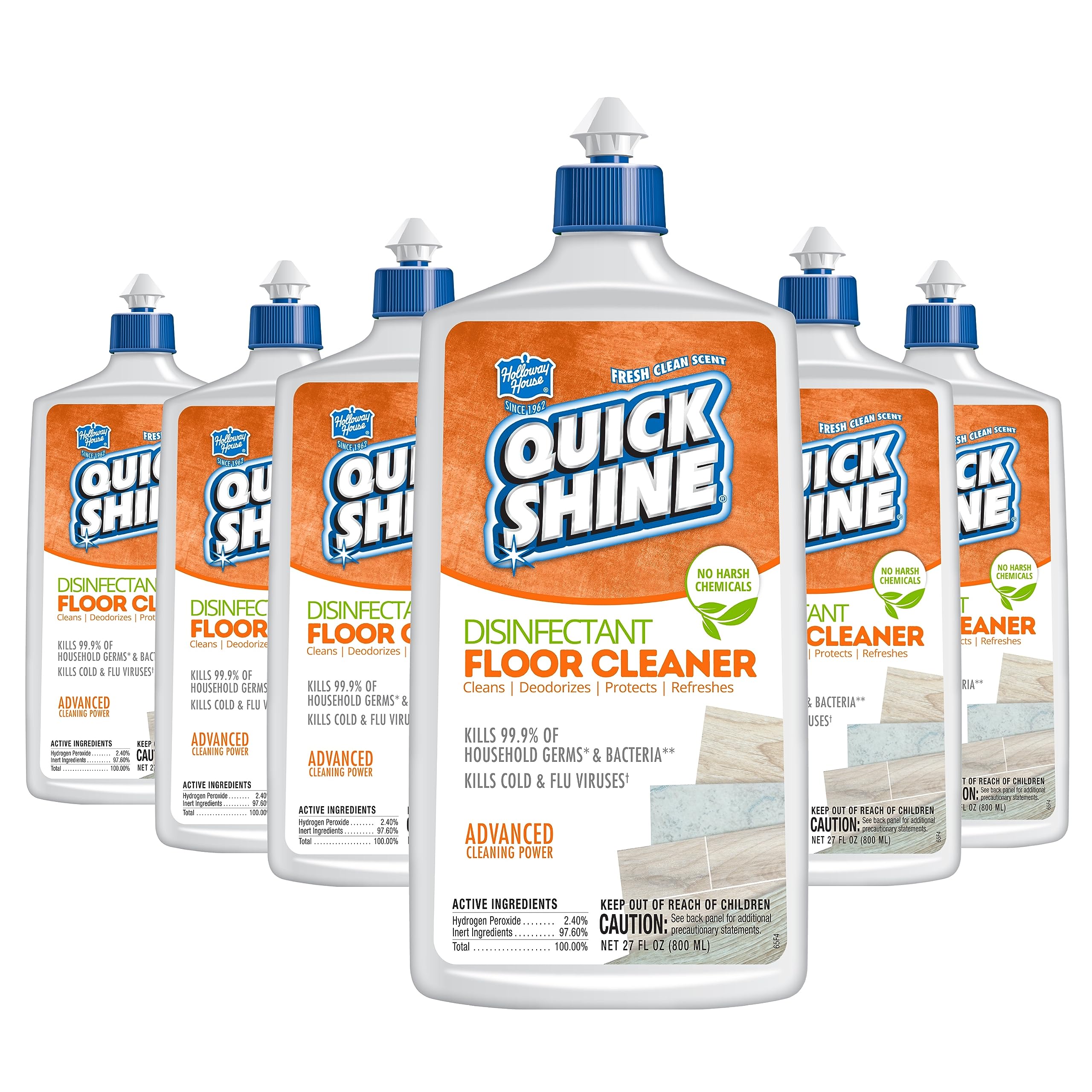 Quick Shine Disinfectant Floor Cleaner 27oz, 6Pk | Hospital Level ...
