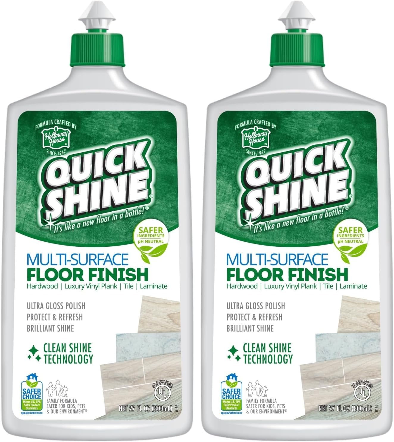 Quick Shine Multi Surface Floor Finish 27oz, 2Pk Cleaner & Polish to ...