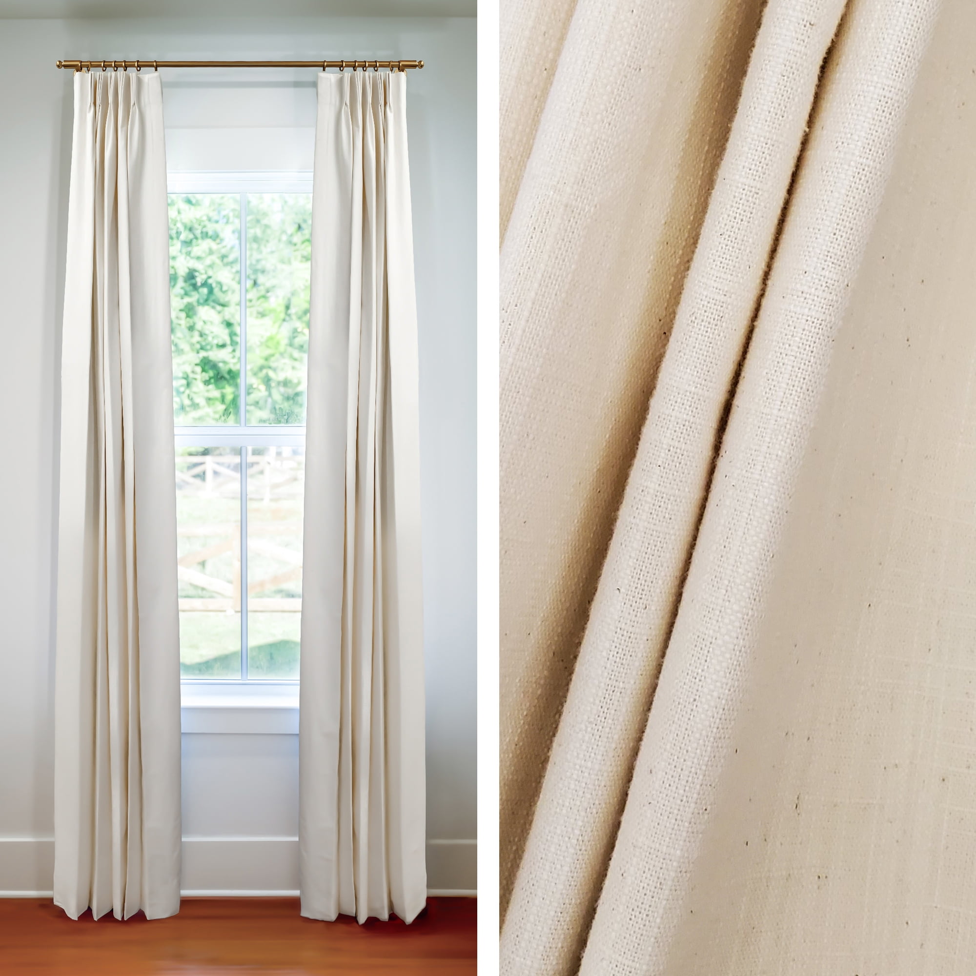 Quick-Ship Drapes in Natural Slub Canvas (1 Pair / 2 Panels) - Single ...