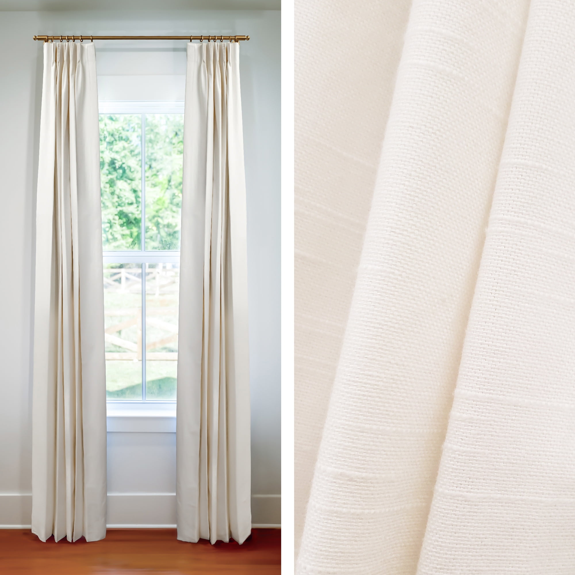 Quick Ship Drapes in White Slub Canvas (1 Pair / 2 Panels) - Single ...