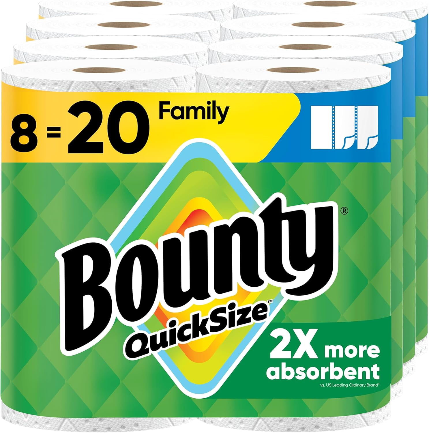Quick Size Paper Towels, White, 8 Family Rolls - Walmart.com