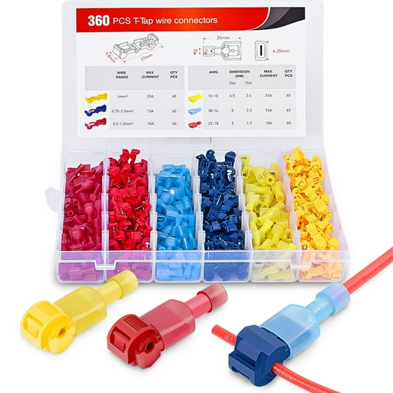 Quick Splice Wire Terminals T-Tap Self-stripping with Nylon Fully ...