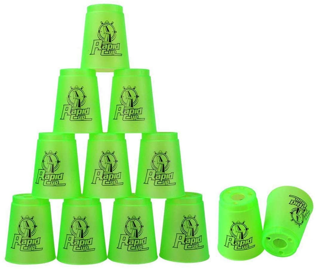 Biutee Quick Stack Cups, 12 Pack Stacking Cups Game Kids Toy Stackable ...