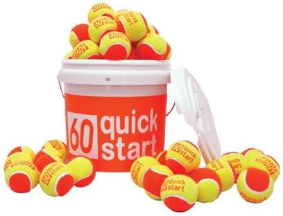 Quick Start 60 Orange Felt Tennis Balls with Slogans - 72 Ball Bucket ...
