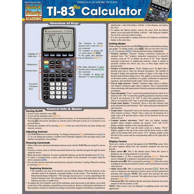 Quick Study Academic: Ti-83 Plus Calculator - Walmart.com