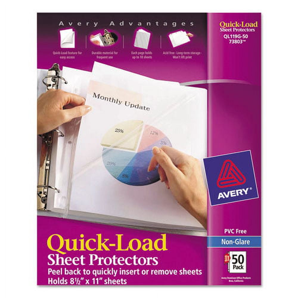 Quick Top And Side Loading Sheet Protectors, Letter, Non-Glare, 50/box ...