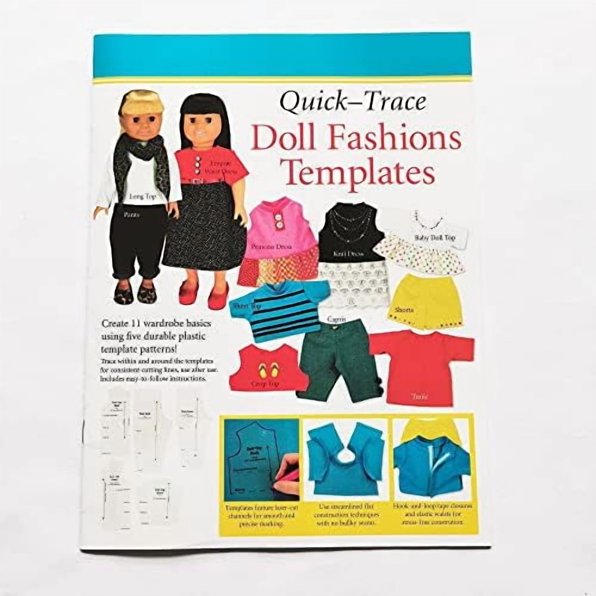 Quick Trace Doll Fashions Templates for 18" Dolls with 5pcs Quilting ...