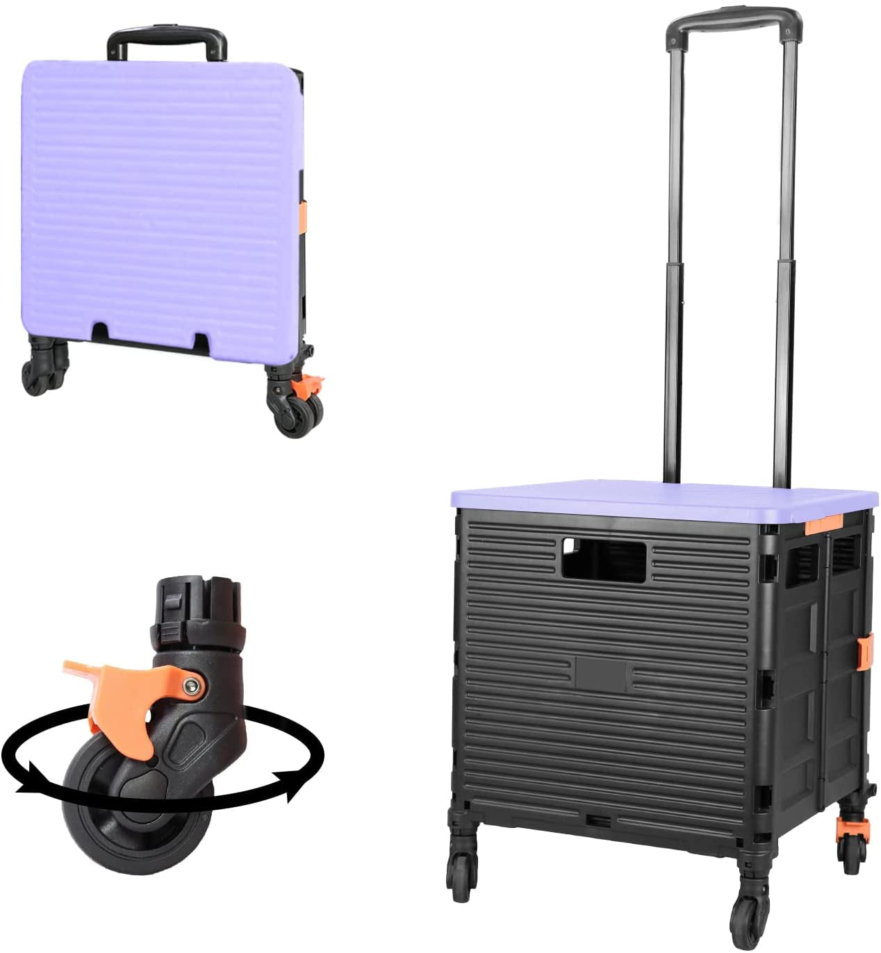 Quick Utility Cart Folding Portable Rolling Crate Handcart with Durable ...
