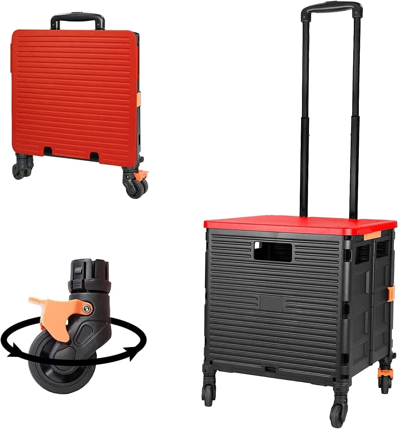 Quick Utility Cart Folding Portable Rolling Crate Handcart with Durable ...