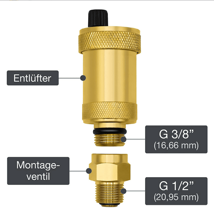 Quick Vent Automatic Vent 1/2 3/8Inch Heating With Shut-off Valve Brass ...