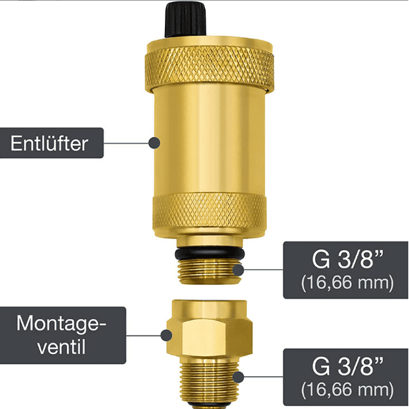 Quick Vent Automatic Vent 1/2 3/8Inch Heating With Shut-off Valve Brass ...