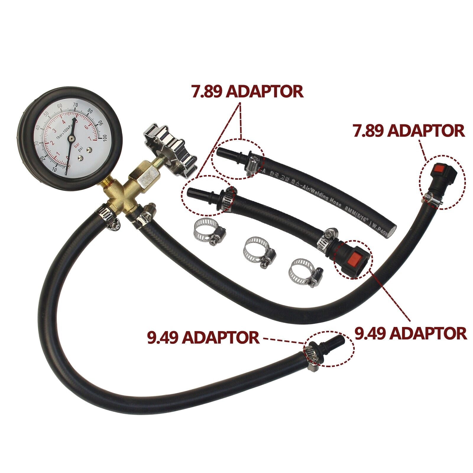 Quick connect fuel injection pump pressure tester with valve 0~100PSI ...