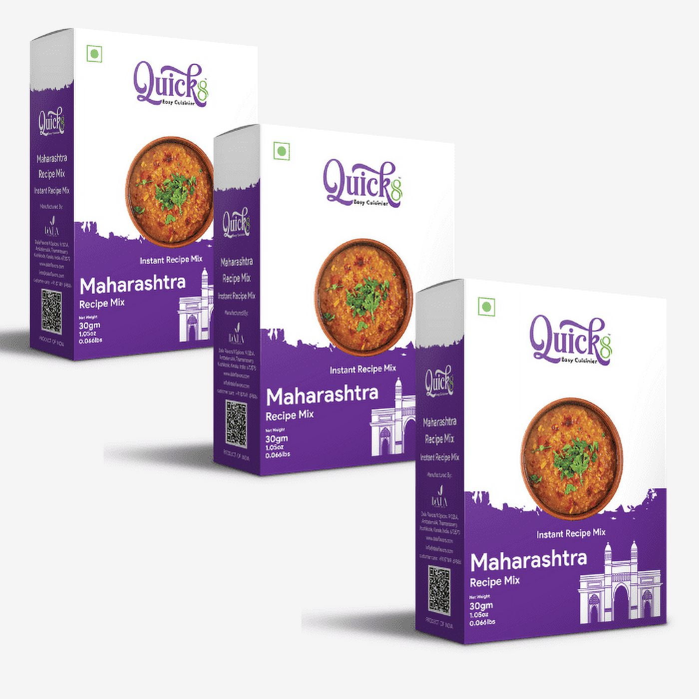 Quick8 Maharashtra Curry Spices Recipe Mix Indian Masala 30grm (3 Packs ...