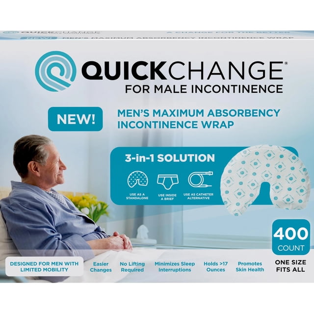 QuickChange Men’s Maximum Absorbency Incontinence Wrap, One Size, 400 ...