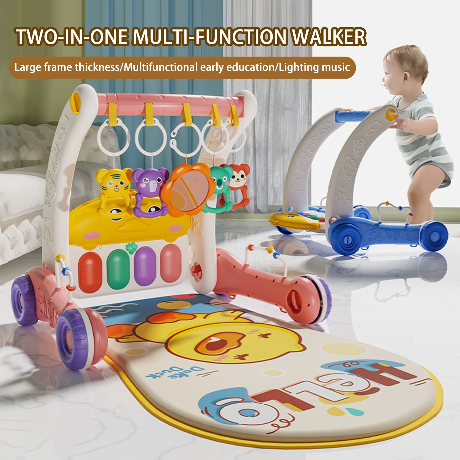 QuickGo Baby Walker Play Mat Gym Piano Toy Tummy Time Activity Center ...