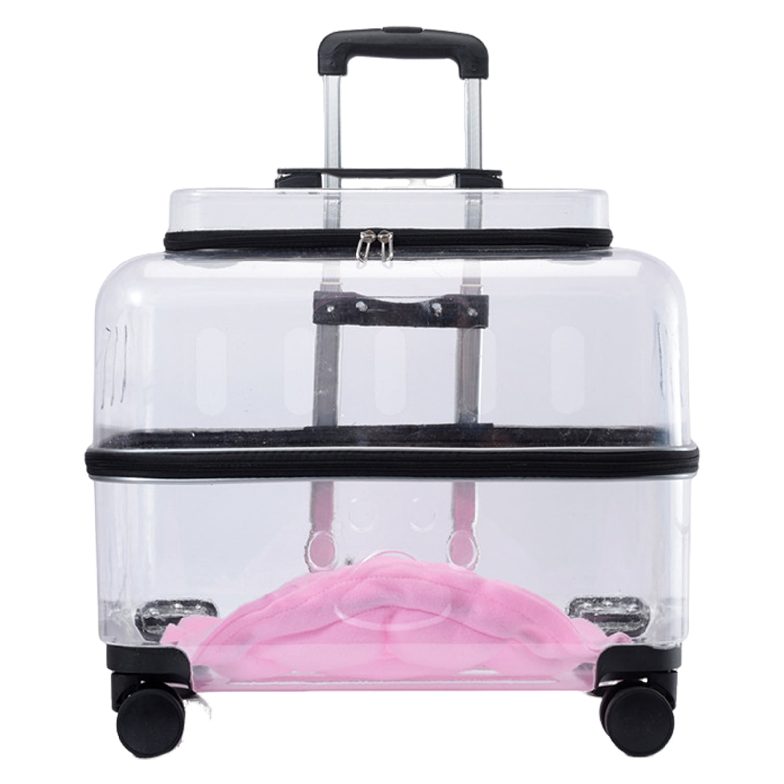 QuickGo Cat Carrier with Wheels Transparent Pet Carrier Cat Trolley ...